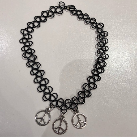 Jewelry | Black Triple Peace Sign Tattoo Choker | Poshmark